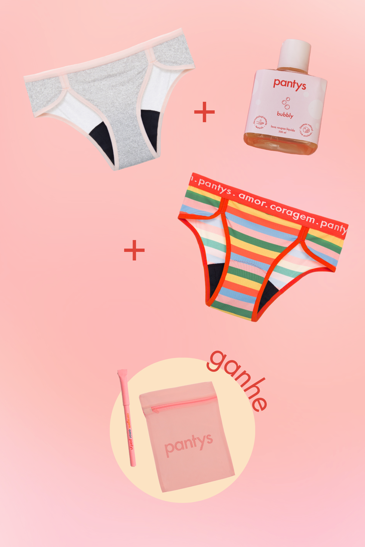 kit volta às aulas: duas calcinhas fluxo intenso + sabão pantys